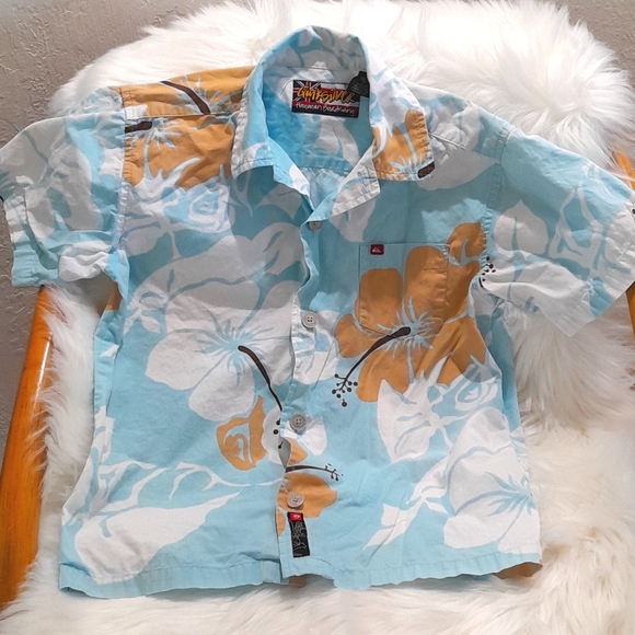 Quiksilver | Shirts & Tops | Quicksilver Kids Blue Hawaiian Shirt 7x ...